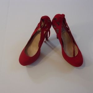 Rouge Helium | Shoes | Rouge Helium Red Suede Heels 85 | Poshmark